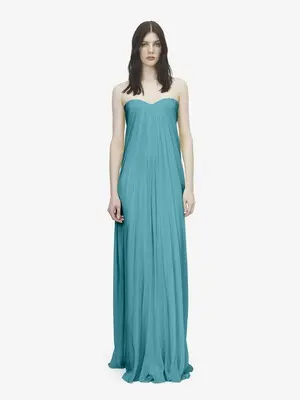 Alexander McQueen Evening Bustier Dress - Blue