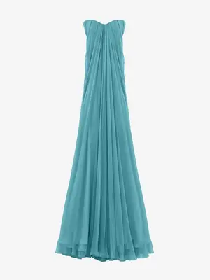 Alexander McQueen Evening Bustier Dress Blue