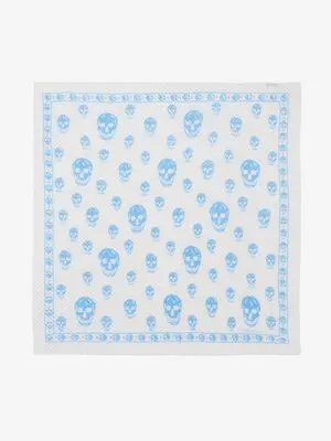 Alexander McQueen Pleated Skull Scarf Light Blue