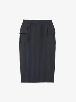 Alexander McQueen Pinstriped Pencil Skirt - Navy