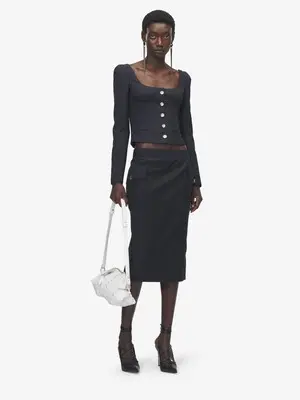 Alexander McQueen Pinstriped Pencil Skirt