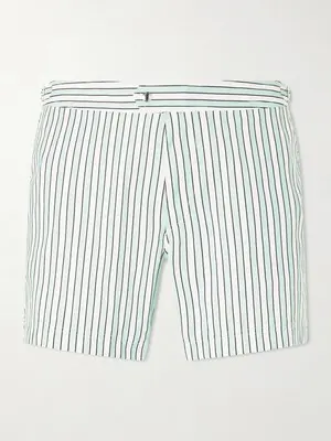 TOM FORD Straight-leg Short-length Striped Swim Shorts - Green