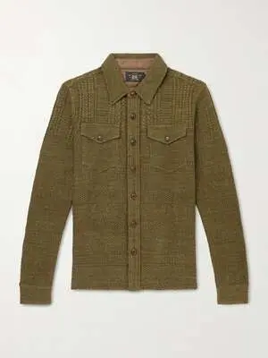 Ralph Lauren Jacquard-knit Cotton And Wool-blend Cardigan - Green