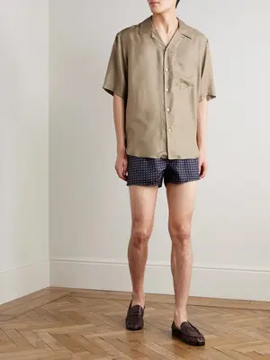 Saint Laurent Straight-leg Printed Silk-twill Shorts