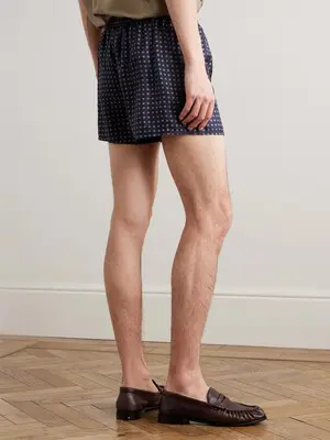Saint Laurent Straight-leg Printed Silk-twill Shorts