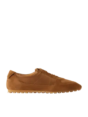 AeydĒ Uma Suede And Satin Sneakers - Brown