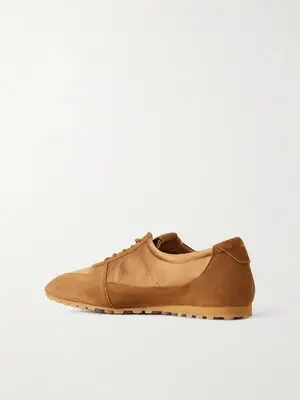 AeydĒ Uma Suede And Satin Sneakers - Brown