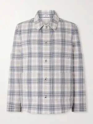 Thom Browne Checked Cotton-blend Crepe Overshirt - Navy