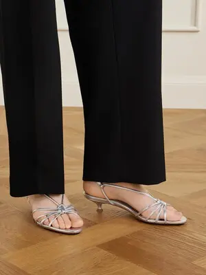 AeydĒ Amara Metallic Leather Sandals - Silver