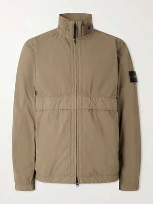 Stone Island Logo-appliquéd Recycled Crinkled-nylon Harrington Jacket - Green