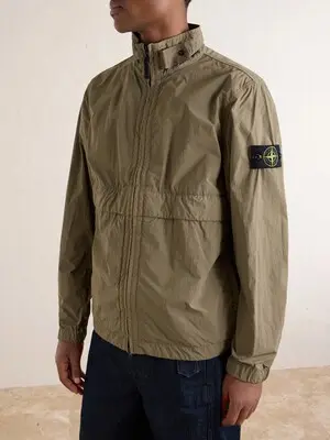 Stone Island Logo-appliquéd Recycled Crinkled-nylon Harrington Jacket