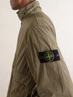 Stone Island Logo-appliquéd Recycled Crinkled-nylon Harrington Jacket