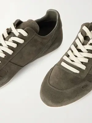 Rick Owens Minimal Suede Sneakers - Green