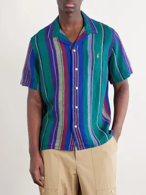 Polo Ralph Lauren Camp-collar Striped Linen Shirt - Multi