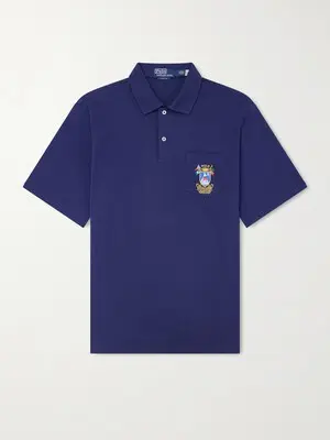 Polo Ralph Lauren Embroidered Cotton-piqué Polo Shirt - Blue