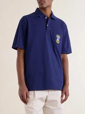 Polo Ralph Lauren Embroidered Cotton-piqué Polo Shirt - Blue
