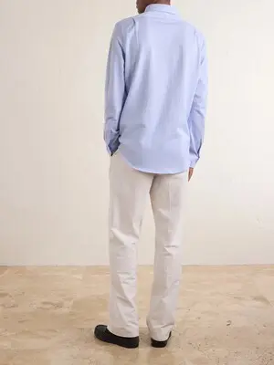 Polo Ralph Lauren Logo-embroidered Houndstooth Cotton-jersey Shirt - Blue
