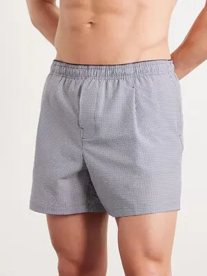 Our Legacy Boxer Trunk Straight-leg Seersucker Swim Shorts - Gray