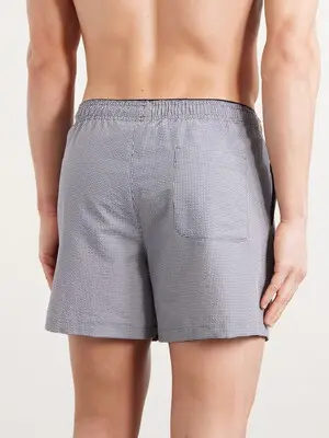 Our Legacy Boxer Trunk Straight-leg Seersucker Swim Shorts - Gray