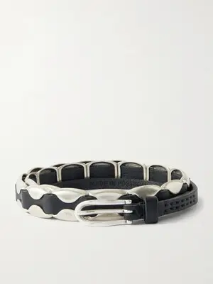 Our Legacy Billow 1cm Silver-tone And Leather Belt - Black