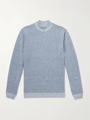 Peter Millar Barlow Merino Wool, Linen And Cotton-blend Half-zip Sweater