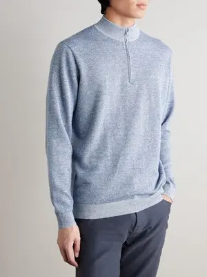 Peter Millar Barlow Merino Wool, Linen And Cotton-blend Half-zip Sweater