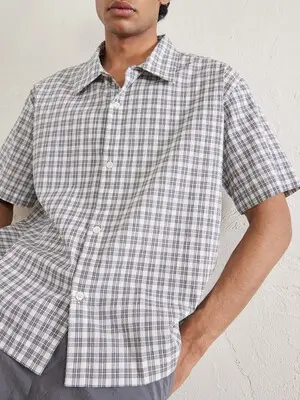MFPEN Holiday Checked Textured Cotton-blend Shirt