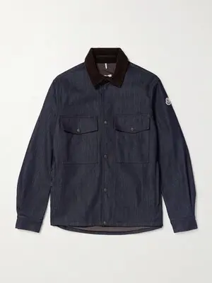 Moncler Corduroy-trimmed Denim Trucker Jacket