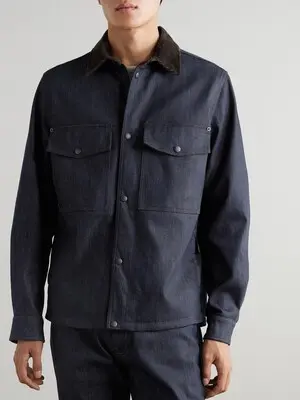 Moncler Corduroy-trimmed Denim Trucker Jacket