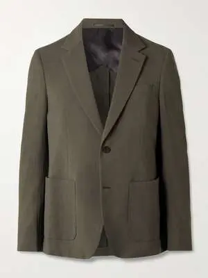 Mr P. Wool-blend Seersucker Suit Jacket - Green