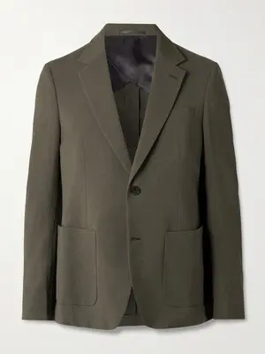 Mr P. Wool-blend Seersucker Suit Jacket - Green