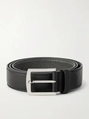 Kiton 3.5cm Leather Belt - Black