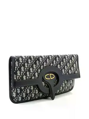 Dior Fold Over Oblique Canvas Clutch Bag - Blue