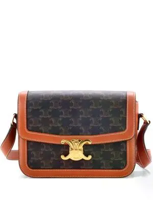 Celine Triomphe Coated Canvas Medium Shoulder Bag - Brown