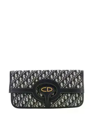 Dior Fold Over Oblique Canvas Clutch Bag - Blue