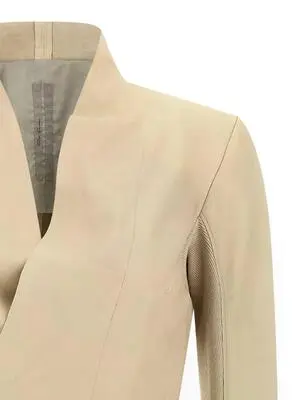 Rick Owens Hollywood V-neck Leather Jacket - Neutrals