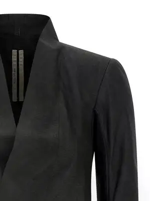 Rick Owens Hollywood V-neck Leather Jacket - Black