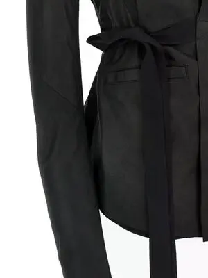 Rick Owens Hollywood V-neck Leather Jacket - Black