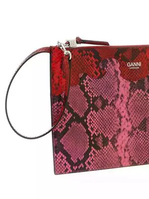 GANNI Embossed Snake-print Clutch Bag - Pink