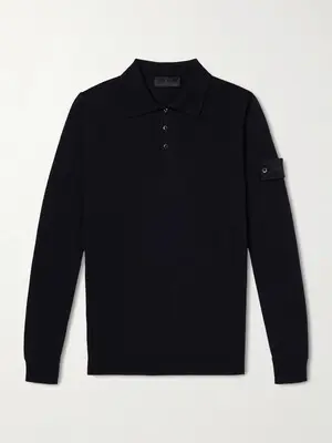 Stone Island Ghost Virgin Wool Polo Shirt - Black