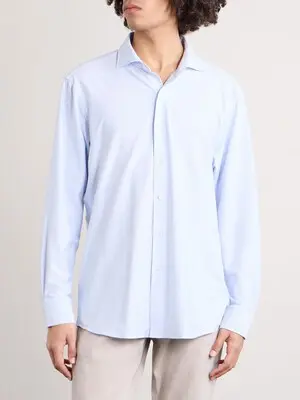 Peter Millar Excursionist Flex Slim-fit Striped Cotton-blend Shirt - Blue