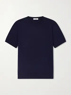 Mr P. Organic Cotton And Cashmere-blend T-shirt - Blue