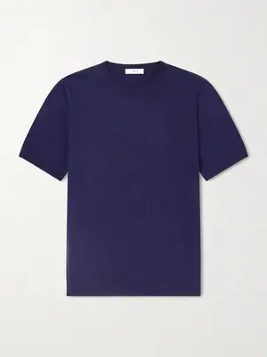 Mr P. Organic Cotton And Cashmere-blend T-shirt - Blue