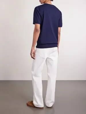 Mr P. Organic Cotton And Cashmere-blend T-shirt - Blue