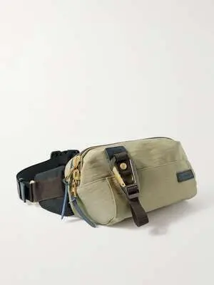 MASTER-PIECE CO Link Leather-trimmed Nylon-twill Belt Bag - Army Green