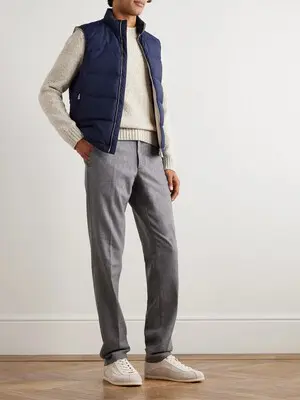Eleventy Quilted Tech Wool-blend Down Gilet - Blue