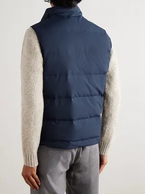 Eleventy Quilted Tech Wool-blend Down Gilet - Blue