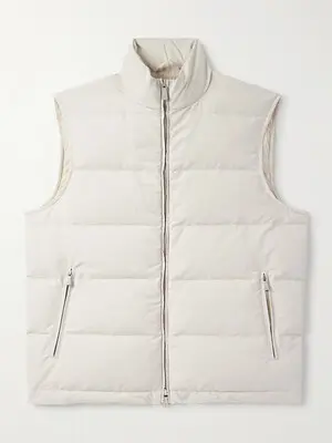Eleventy Quilted Tech Wool-blend Down Gilet - Gray