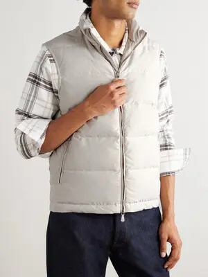 Eleventy Quilted Tech Wool-blend Down Gilet - Gray