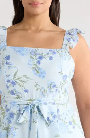 SUGARLIPS Floral Flutter Sleeve Wide Leg Jumpsuit